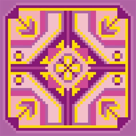 Patrón Cuadrado Violeta Y Amarillo Rosa Pixel Art Fondo Abstracto