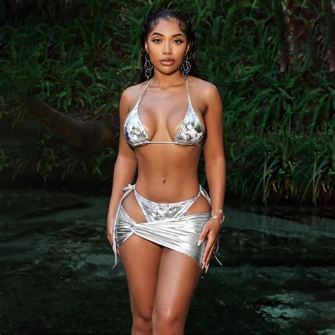 Women Sexy Beach 3 Piece Sets Tie Dye Print Lace Up Bikni Set Metallic