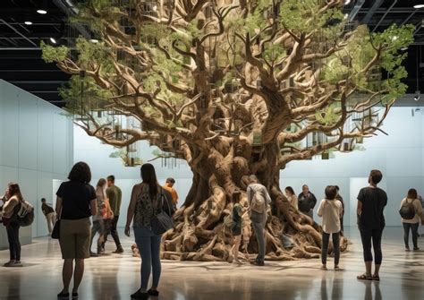 Premium Photo A Contemporary Art Installation Featuring A Tree Made
