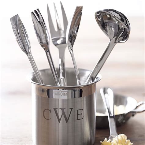 All Clad Cook And Serve Stainless Steel Utensils With Utensil Holder Set