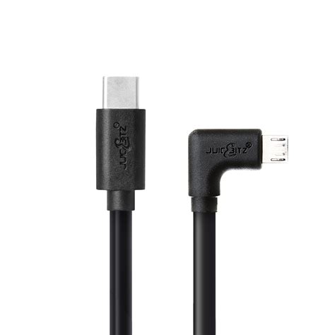 Juicebitz Usb C To Angled Micro Usb 2 0 Fast Charger Data Cable Black