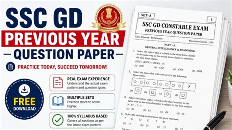 Ssc Gd Previous Year Question Paper Pdfs Download Pdf In Hindi And English