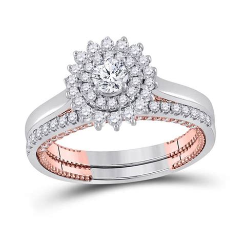 Diamond Bridal Wedding Ring Band Set 1 Cttw 14kt Two Tone Gold