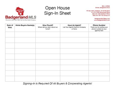 30 Open House Sign In Sheet Pdf Word Excel For Real Estate Agent