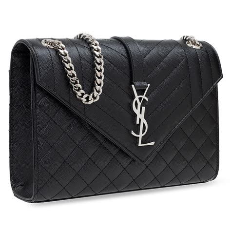 New Saint Laurent Black Envelope Medium Chain Leather Crossbody