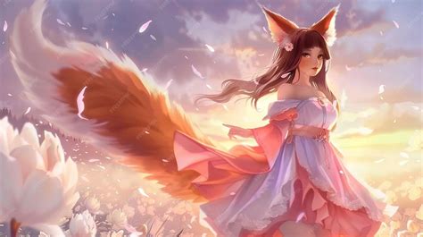 Premium Photo Cute Anime Fox Girl Wallpaper