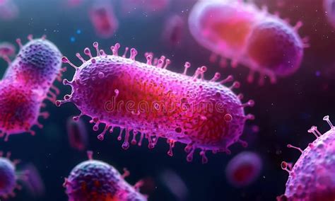 Microscopic View Of Bacteria And Particles In A Glowing Liquid