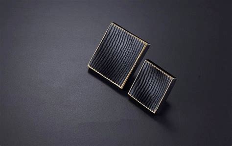 Risor Solid Brass Square Knobs With Stripes Silver Etsy