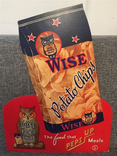 Rare 1939 Wise Potato Chips Store Display Sign Cardboard Stand Up