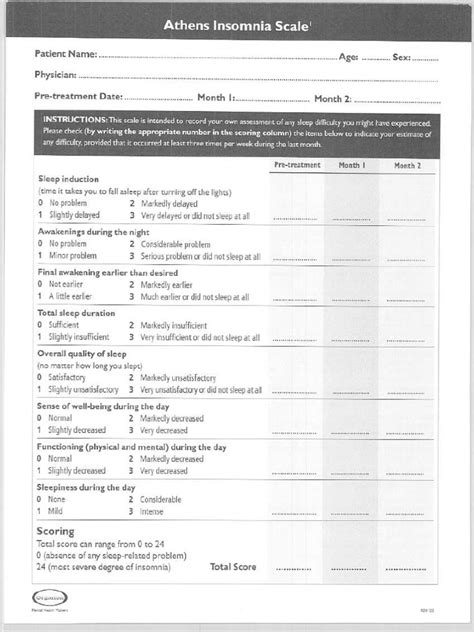Athens Insomnia Scale Pdf