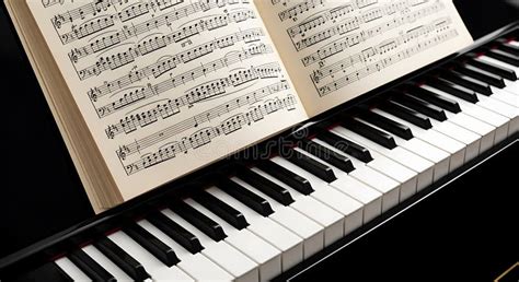 Piano Keyboard With Sheet Music Close Up Music Composition Concept