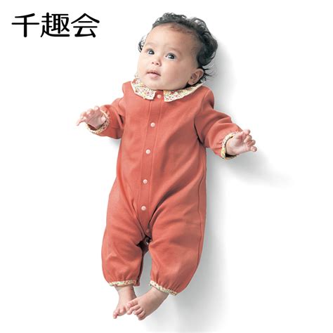 日本千趣会童装初秋女婴儿附内衣可爱印花撞色棉质女宝宝连体衣虎窝淘