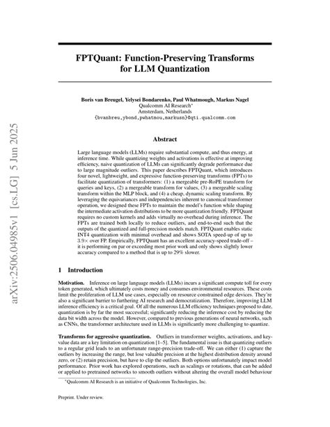 Pdf Fptquant Function Preserving Transforms For Llm Quantization