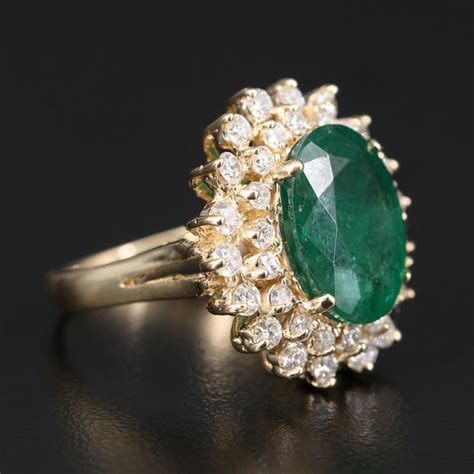 Customizable Oval Cut Emerald Engagement Ring Antique Emerald Wedding