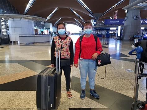 ពលការិនីខ្មែររងគ្រោះពីររូប បានមកដល់អាកាសយានដ្ឋាន អន្តរជាតិ ភ្នំពេញ ល្ងាចមុិញនេះ នគរដ្រេហ្គន