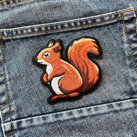 Embroidered Squirrel Iron On Sew On Patch Patchers