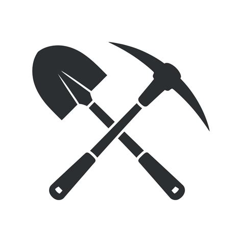 Crossed Shovel And Pickaxe Icon Black And White Simple Design For