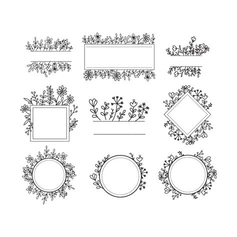 Premium Vector Line Art Floral Label Vector Collection