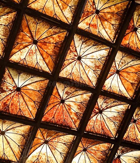 A Classic Brown Glass Roof With A Triangular Pattern Stock Image