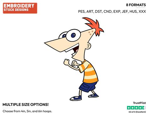 Phineas Phineas And Ferb Tv Shows Disney Embroidery Design In 3 Sizes And 8 Formats