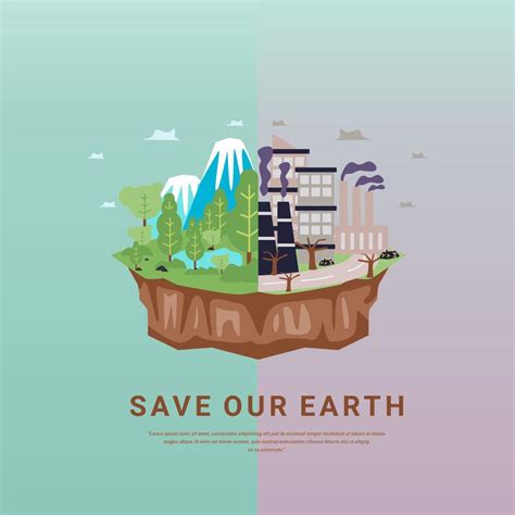 Save Our Earth Polution And Ecosystem Comparison Nature Element Design
