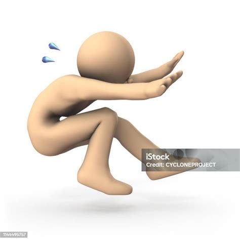 긴 점프와 착륙을 시도 하는 캐릭터 흰색 배경입니다 3d 그림입니다 3차원 형태에 대한 스톡 사진 및 기타 이미지 3차원 형태 개념 날기 Istock