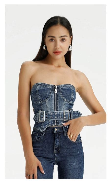 Stretchy Demin Belted Corset Showroom Meengrlz