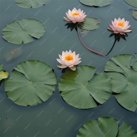 Premium Photo A Lily Pad Floating In A Pond With Leaves And Flowers
