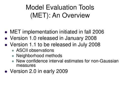 Ppt Model Evaluation Tools Met An Overview Powerpoint Presentation Id 1292133