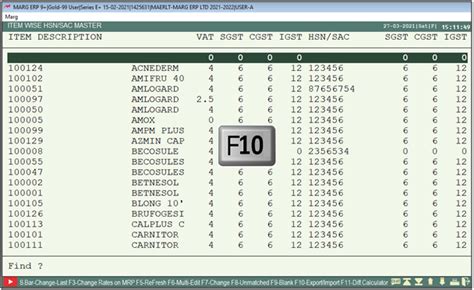 how to update hsn code in all items in marg software
