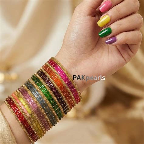Raindrop Glass Bangle Set Indian Wedding Jewelry Gold Detail 26 Pcs