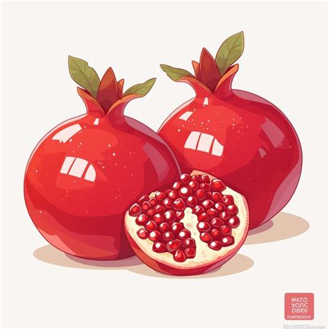 Premium Vector Pomegranate Halves Exposing Red Arils
