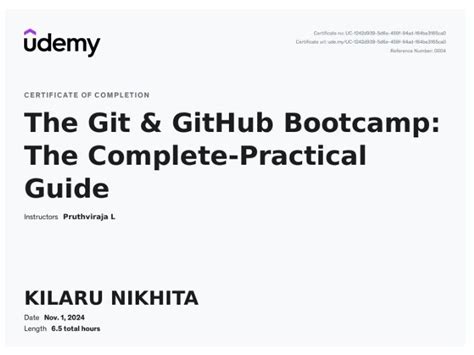 kilaru nikhita on linkedin git github versioncontrol learningjourney udemy