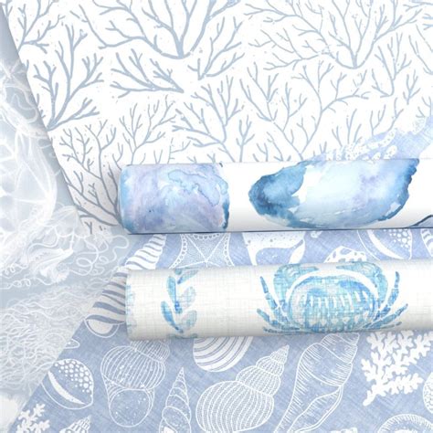 Blue Coastal Peel And Stick Wallpaper Sampler Nautical Beach Soft