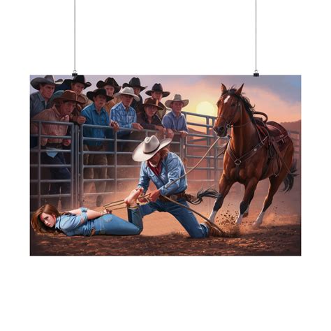 Art Poster Rodeo Bondage Art Rope Restraint Hogtie Drawing Kinky