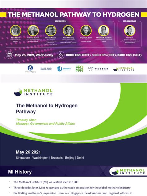 The Methanol Pathway To Hydrogen Webinar Presentations Pdf