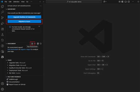 Quickstart Assess And Migrate A Java Project Using Github Copilot App Modernization Azure