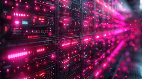 Internet Business Network And Cybersecurity Of Data Center With Engineer Working In A Server