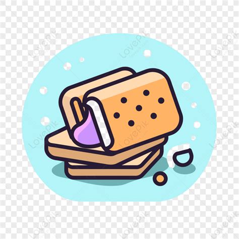 Simple Ngunit Simpleng Ice Cream Sandwich Sa Isang Asul Na Background Vector Asul Na Cream