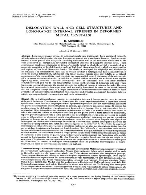 Dislocation Wall And Cell Structures And Long Range Internal Stresses