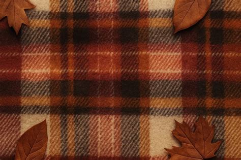 Autumn Leaves Plaid Desktop Wallpaper Free Photo Rawpixel
