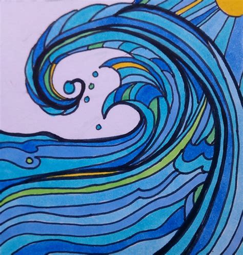 Line Drawing Of A Wave Surrealist Drawing Techniques