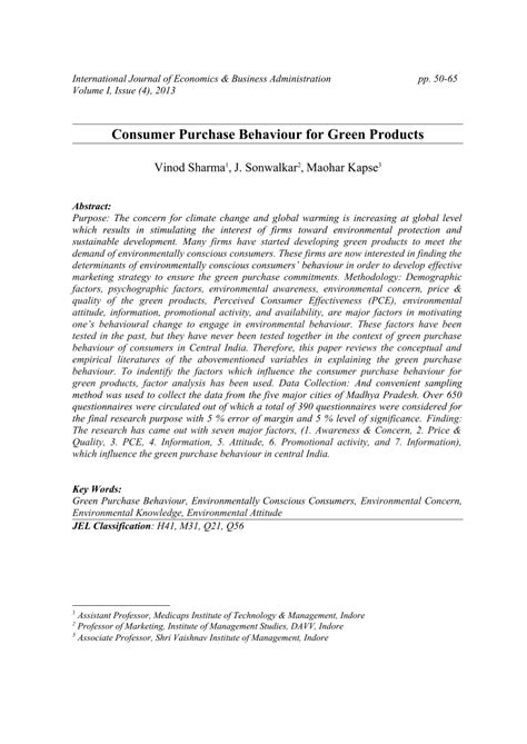 Pdf Consumer Purchase Behaviour For Green Products