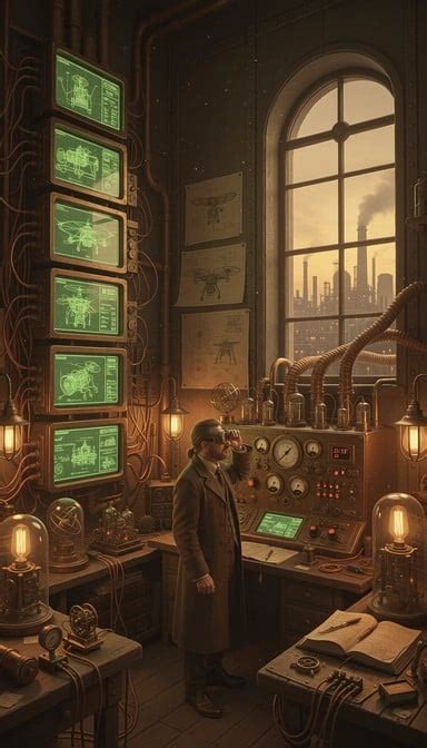 Free Steampunk Monitoring Station Image Steampunk Inventor Workshop