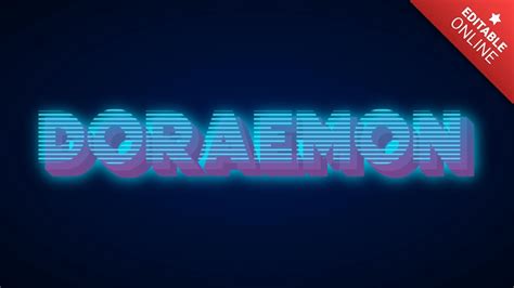 Doraemon Blue 3d With Neon Text Effect Generator