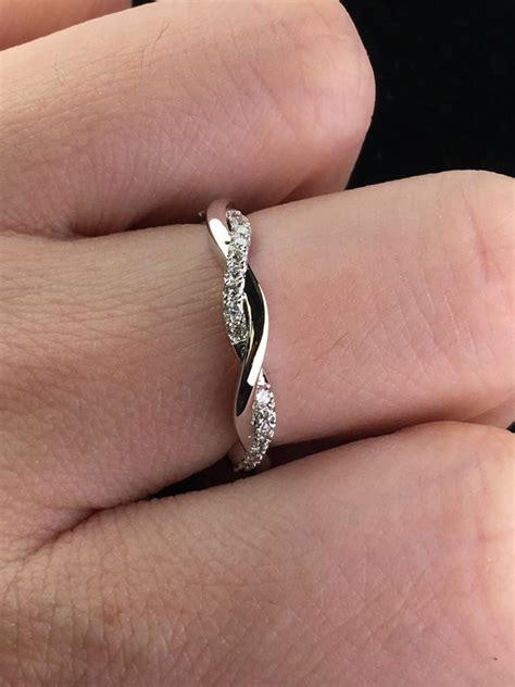 Twisted Diamond Wedding Band In 14k White Gold Etsy