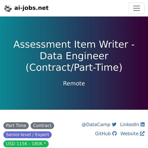 Hiring Part Time Contract Assessment Item Writer Data Engineer