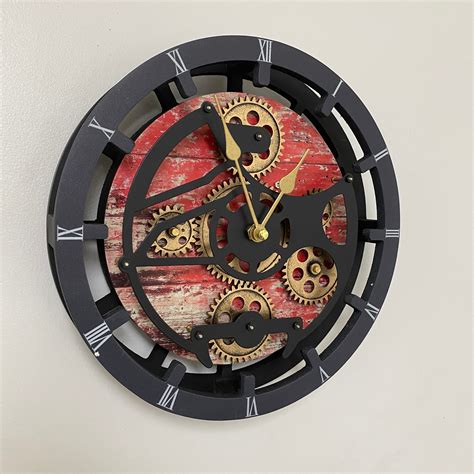 Canada Line Desk Clock Round Hybrid Wall 10 Inch Red Lava The Gears