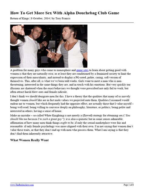 How To Get More Sex With Alpha Douchebag Club Game Pdf