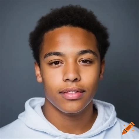 Close Up Portrait Of A Serious 18 Year Old Biracial Male Facing The